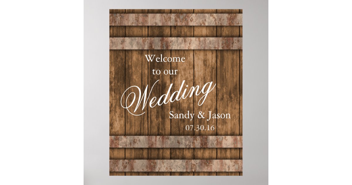 Rustic Country Barn Wood Wedding Welcome Poster | Zazzle