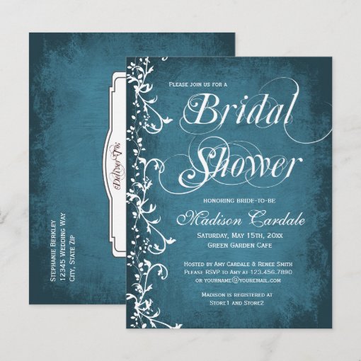Rustic Country Blue Swirls Bridal Shower Postcards | Zazzle