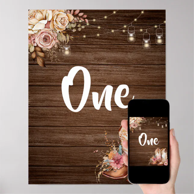Rustic Country Boots Cowgirl Birthday Table Number Poster | Zazzle