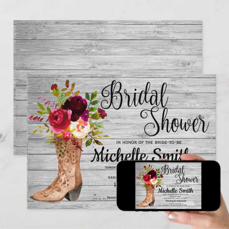 Rustic Country Bridal Western Boho Bridal Shower Invitation | Zazzle