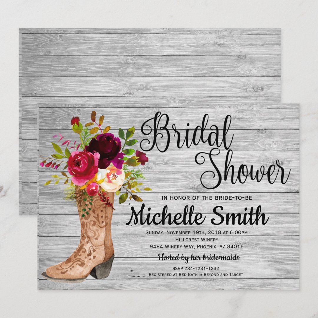 Rustic Country Bridal Western Boho Bridal Shower Invitation | Zazzle