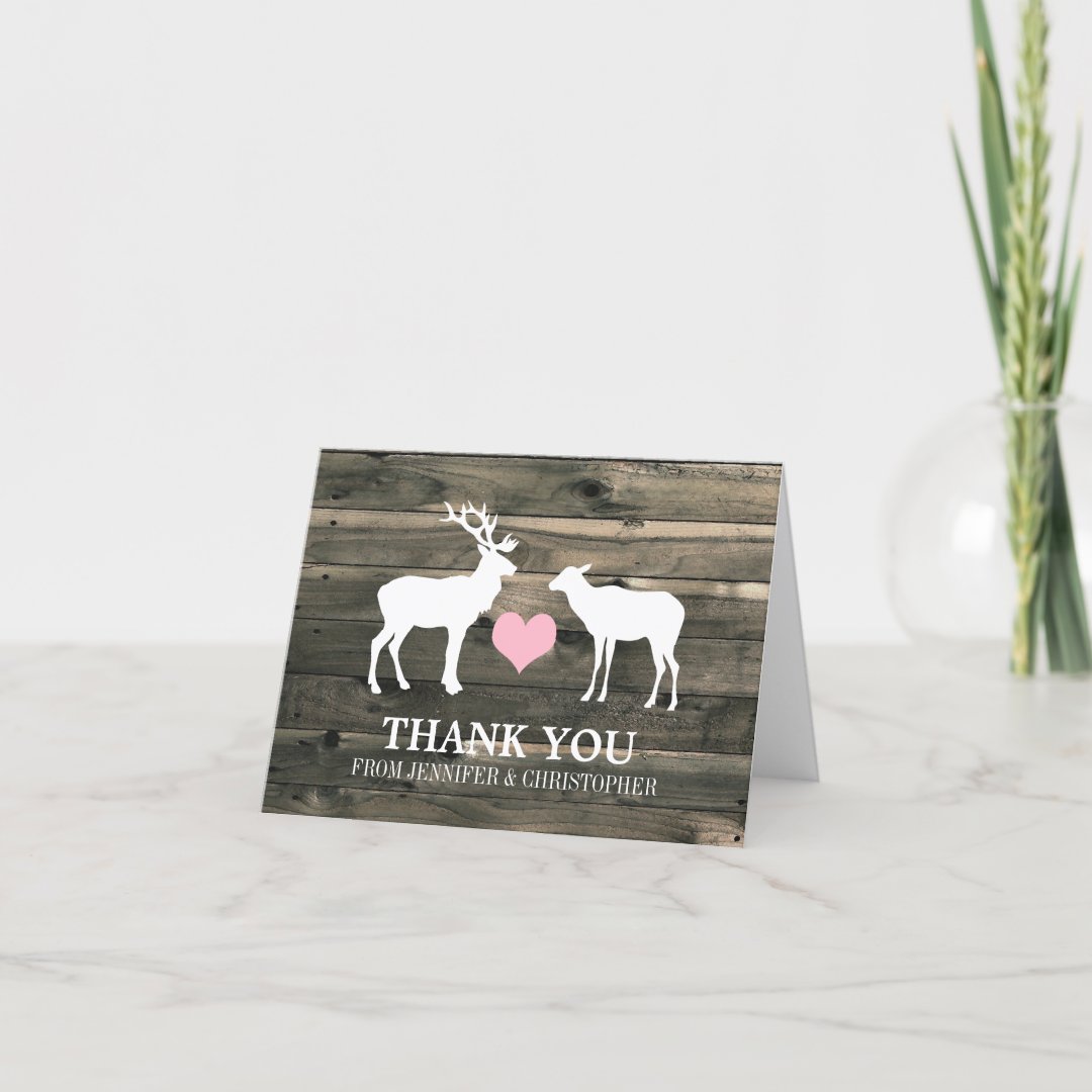 Rustic Country Buck and Doe Thank You Card | Zazzle