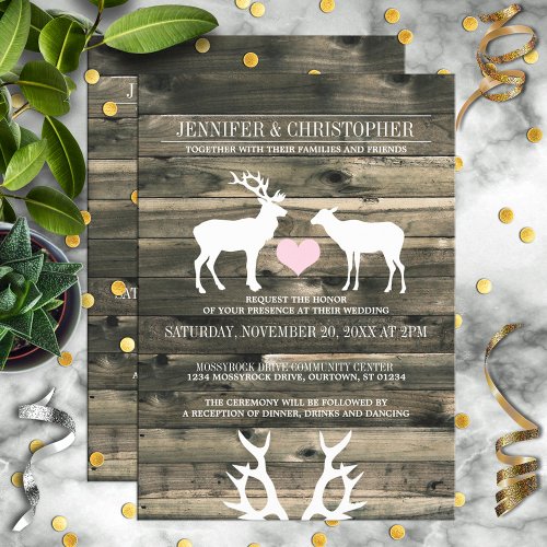 Rustic Country Buck and Doe Wedding Invitation | CI4U
