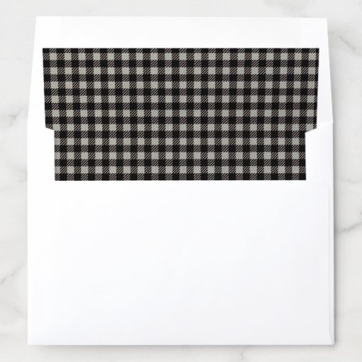 Rustic Country Buffalo Check Plaid Black Gray Envelope Liner | Zazzle