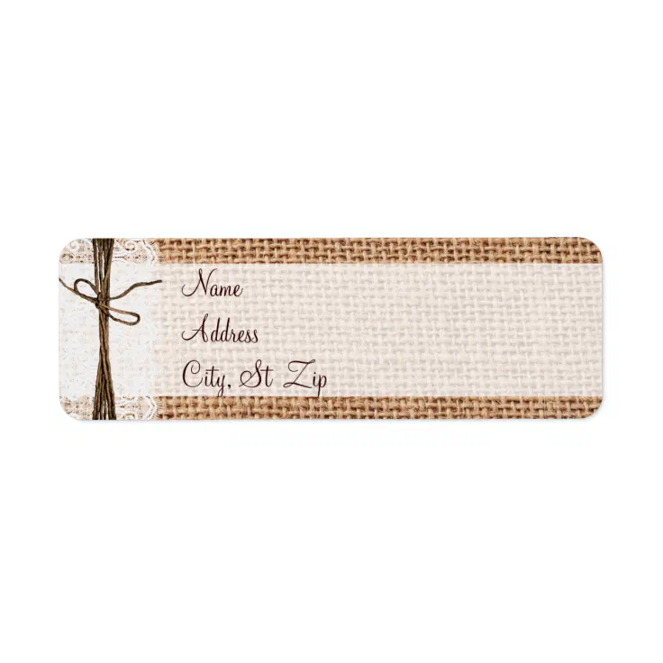 Rustic Country Burlap Lace Twine Address Labels | Zazzle