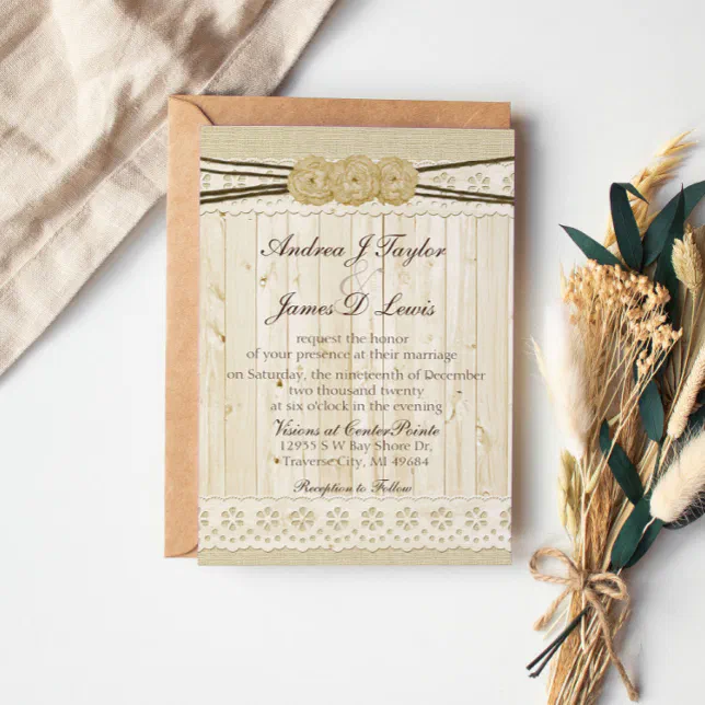 Rustic Country Burlap Wedding Invitation | Zazzle