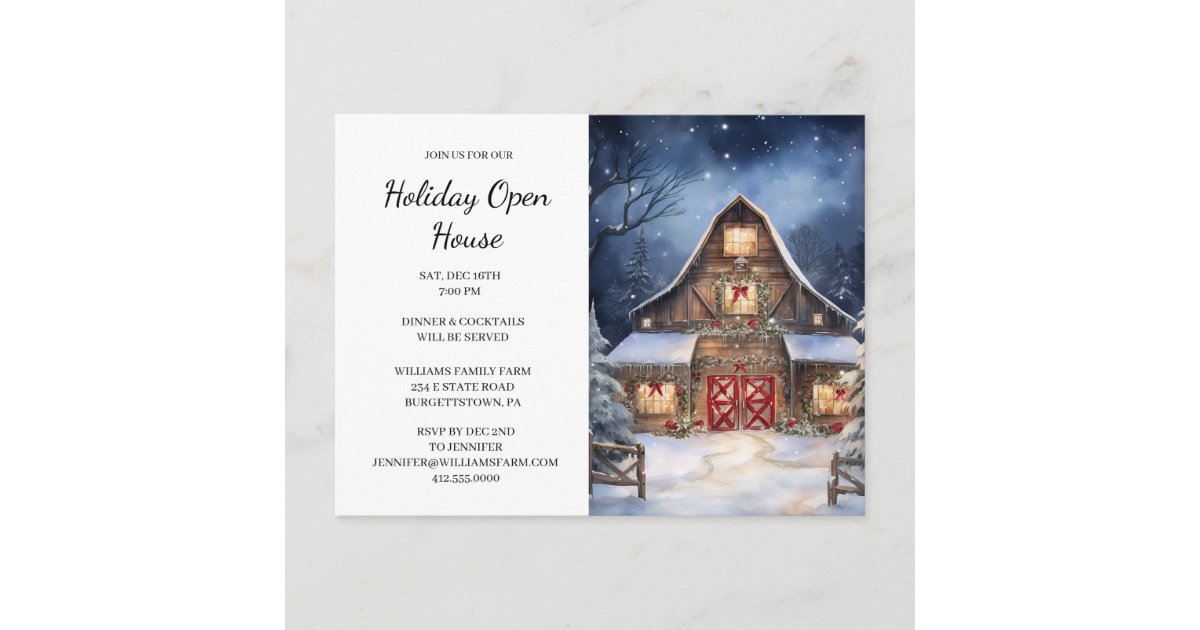 Rustic Country Business Company Christmas Party Postcard | Zazzle
