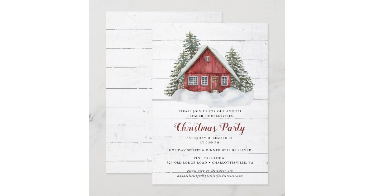 Rustic Country Cabin Christmas Party Invitation | Zazzle