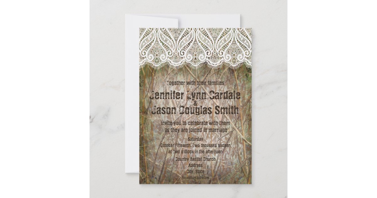 Rustic Country Camo Hunting Wedding Invitations | Zazzle