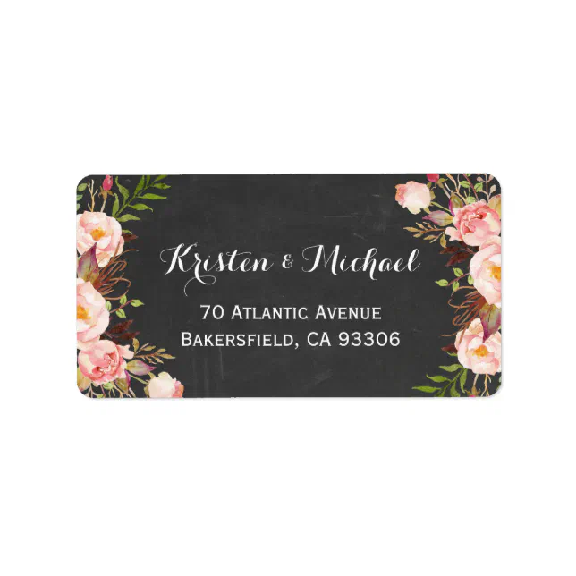 Rustic Country Chalkboard Beautiful Floral Label | Zazzle
