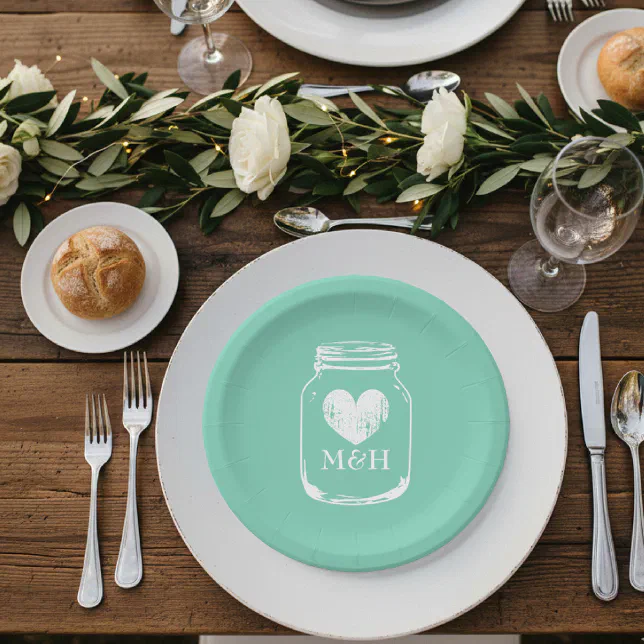 Rustic country chic mason jar paper party plates | Zazzle