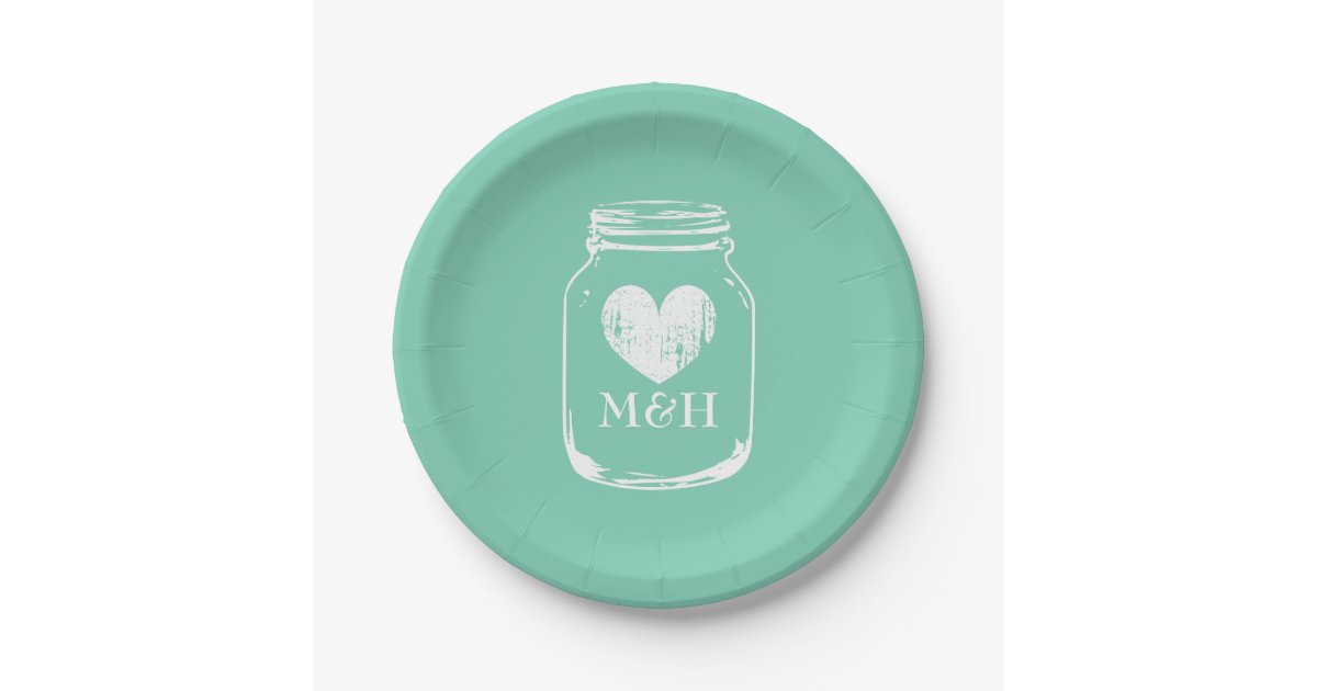 Rustic country chic mason jar paper party plates | Zazzle