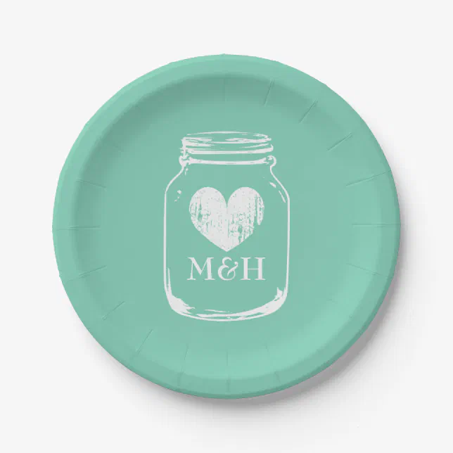 Rustic country chic mason jar paper party plates | Zazzle