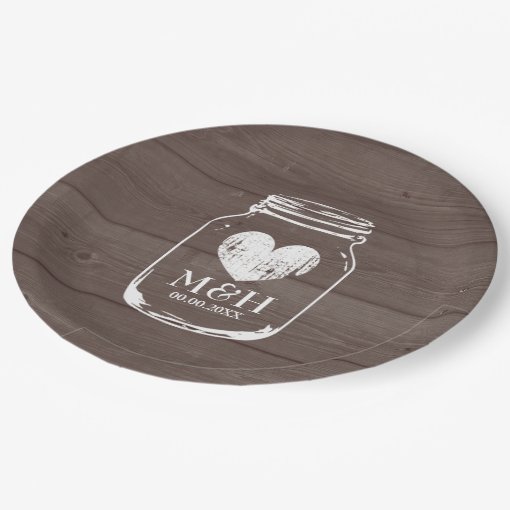 Rustic country chic mason jar wedding party plates | Zazzle