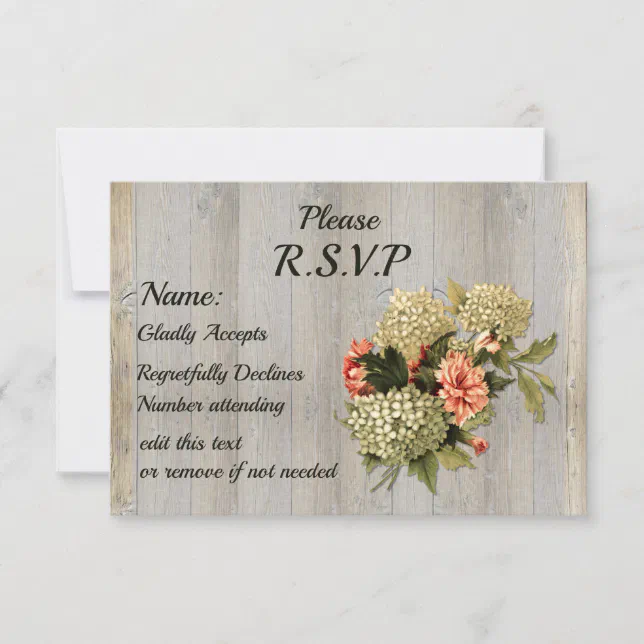 Rustic Country Chic, Old Wood and Flowers RSVP | Zazzle