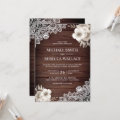 Rustic Country Chic Wood Lace Ivory Floral Wedding Invitation | Zazzle
