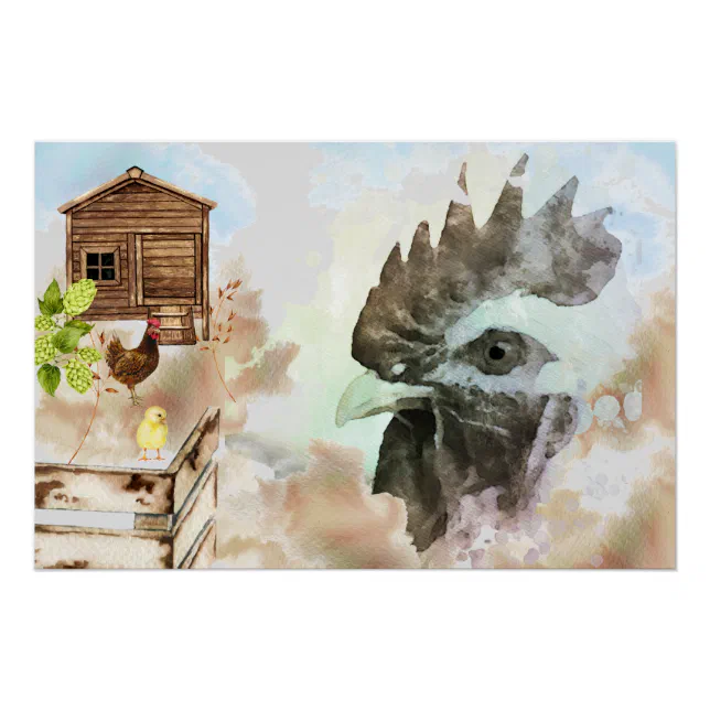 *~*Rustic Country Chicken Coop Hen Farm House Chic Poster | Zazzle