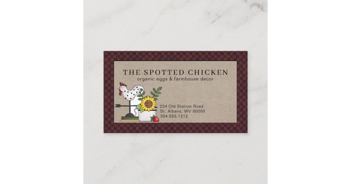 Rustic Country Chicken Farm Fresh Eggs Business Card | Zazzle