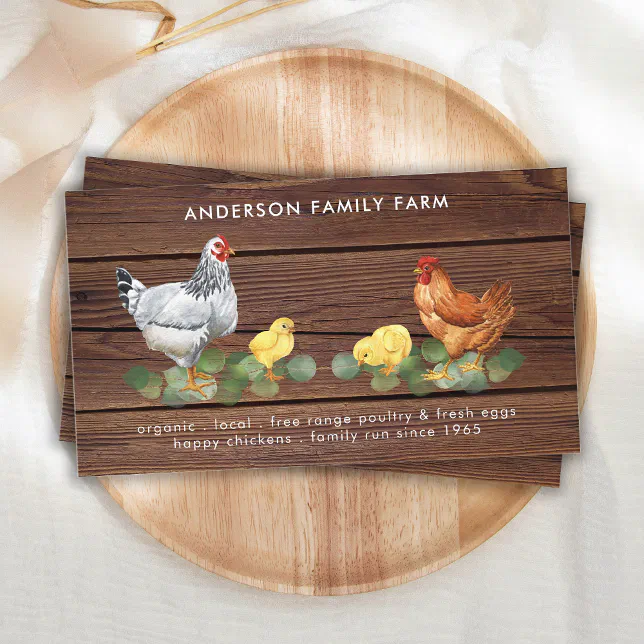 Rustic Country Chicken Farm Fresh Eggs QR Code Business Card | Zazzle