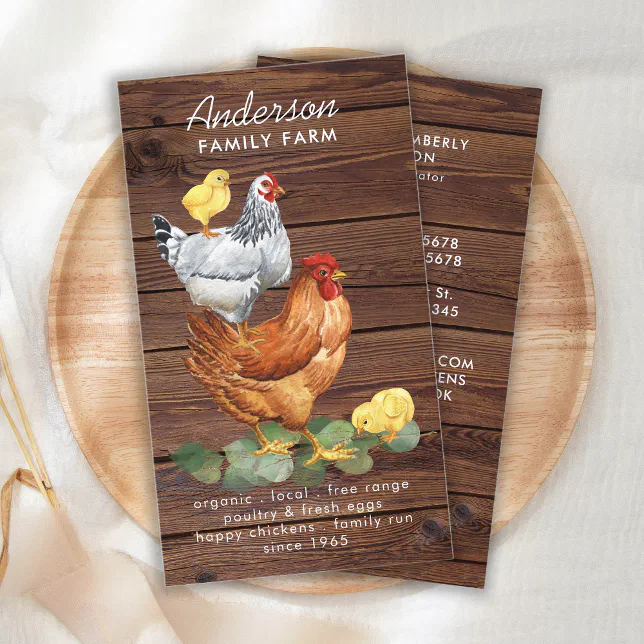 Rustic Country Chicken Hens Farm Fresh Eggs Farmer Business Card | Zazzle