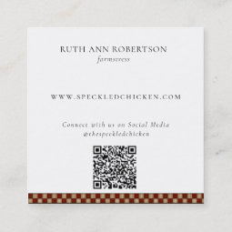 Rustic Country Chicken Rooster QR code Square Bus Square Business Card ...