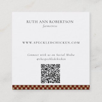Rustic Country Chicken Rooster QR code Square Bus Square Business Card ...