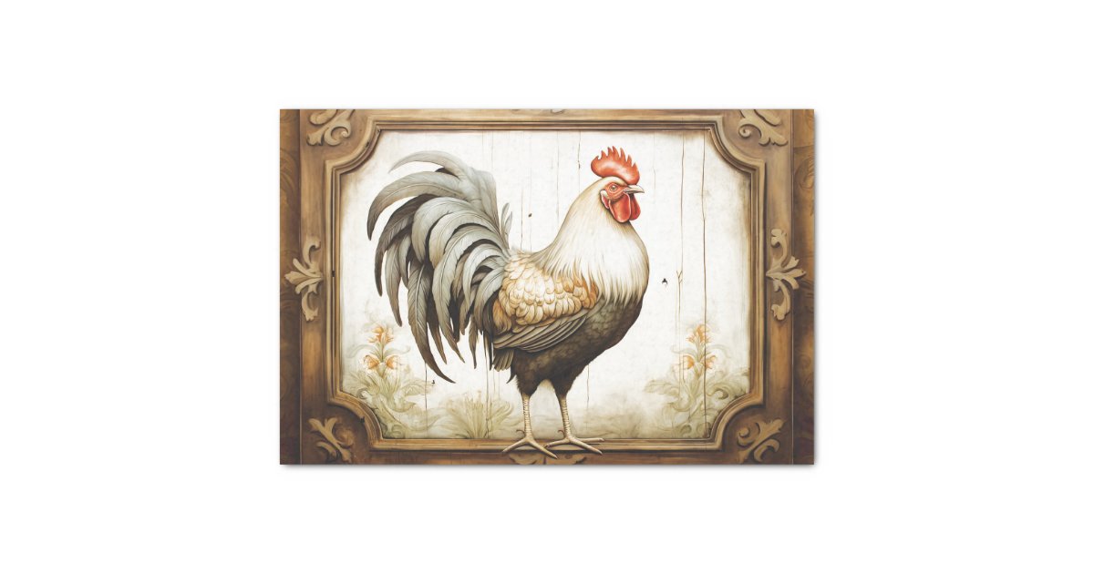 Rustic Country Chickens Decoupage Tissue Paper | Zazzle