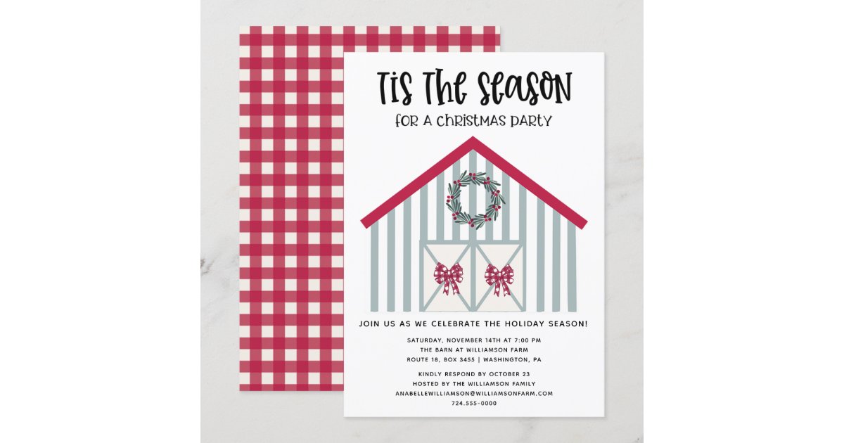 Rustic Country Christmas Barn Christmas Party Invitation | Zazzle