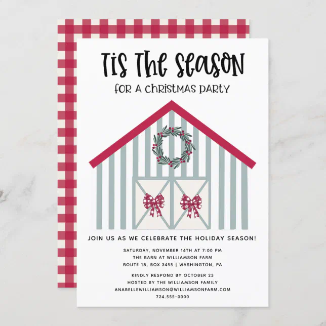 Rustic Country Christmas Barn Christmas Party Invitation | Zazzle