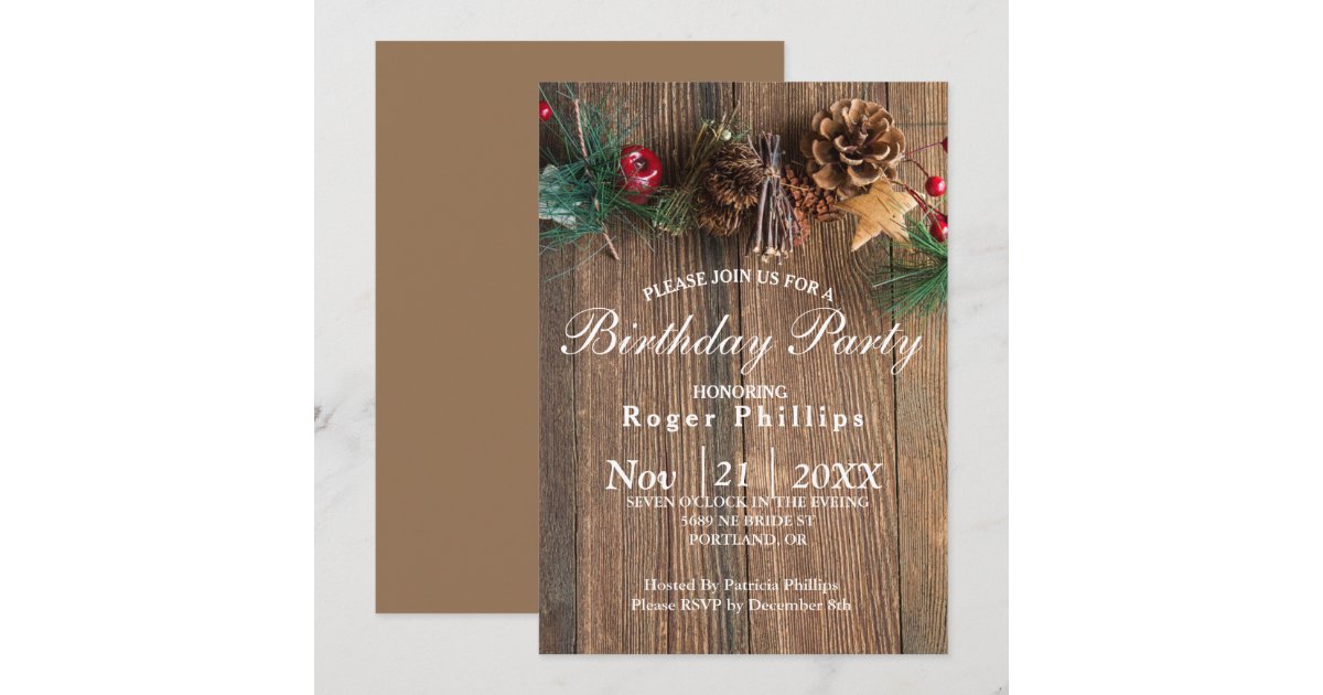 Rustic Country Christmas Birthday Party Invitation | Zazzle