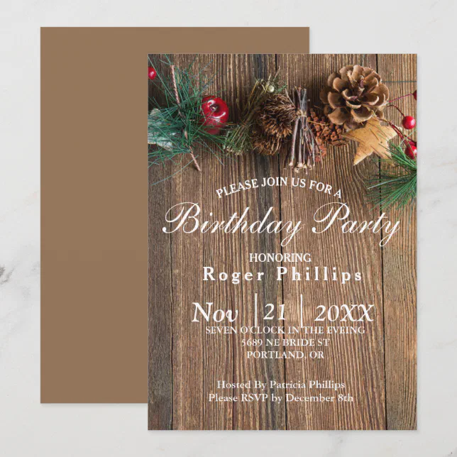 Rustic Country Christmas Birthday Party Invitation | Zazzle