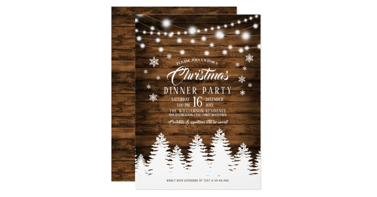 Rustic Country Christmas Dinner Party Invitation | Zazzle.com