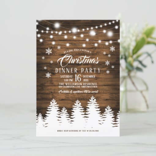 Rustic Country Christmas Dinner Party Invitation | Zazzle