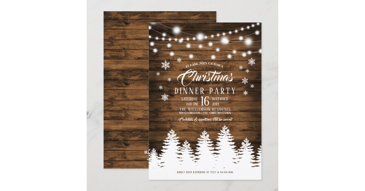 Rustic Country Christmas Dinner Party Invitation | Zazzle