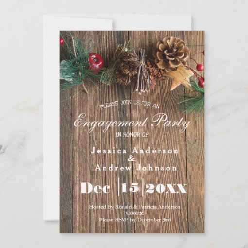 Rustic Country Christmas Engagement Party Invitation | Zazzle