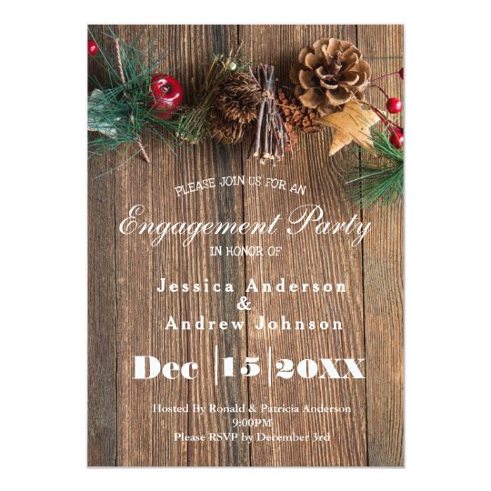 Rustic Country Christmas Engagement Party Invitation | Zazzle.com