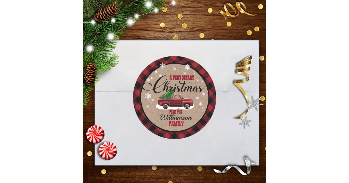 Rustic Country Christmas Gift Tag Sticker | Zazzle