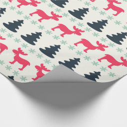 Rustic Country Christmas Holiday Moose & Tree Wrapping Paper | Zazzle