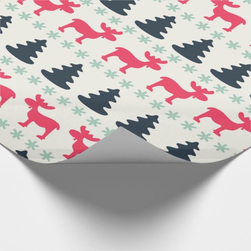 Rustic Country Christmas Holiday Moose & Tree Wrapping Paper | Zazzle