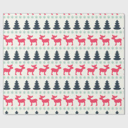 Rustic Country Christmas Holiday Moose & Tree Wrapping Paper | Zazzle