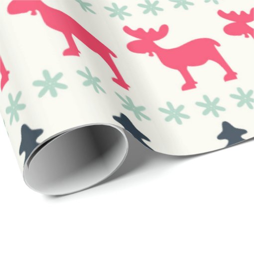 Rustic Country Christmas Holiday Moose & Tree Wrapping Paper | Zazzle