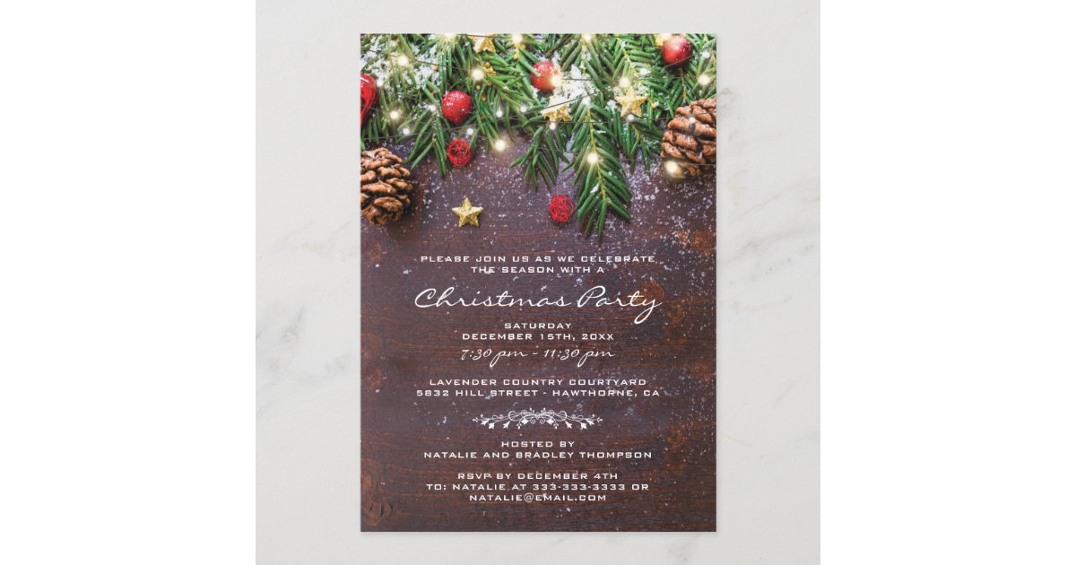 Rustic Country Christmas Holiday Party Invitation | Zazzle.com