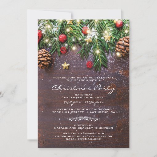 Rustic Country Christmas Holiday Party Invitation | Zazzle