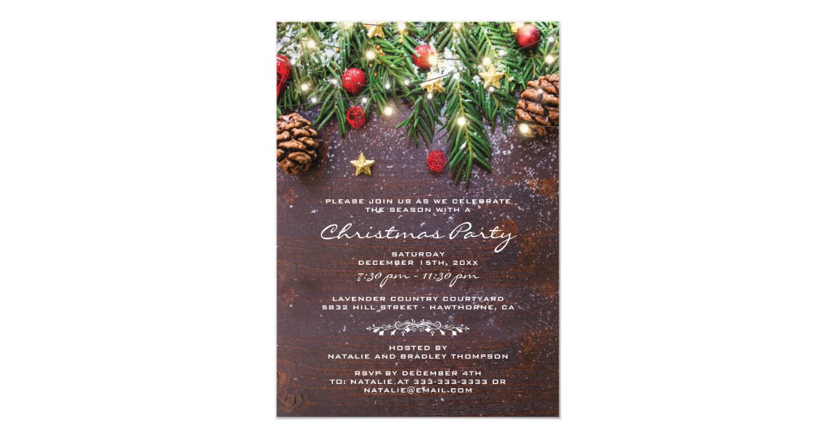 Rustic Country Christmas Holiday Party Invitation | Zazzle.com