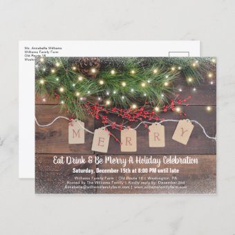 Rustic Country Christmas Holiday Party Invitation | Zazzle