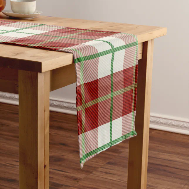 Rustic Country Christmas Holiday Tartan Plaid Short Table Runner | Zazzle
