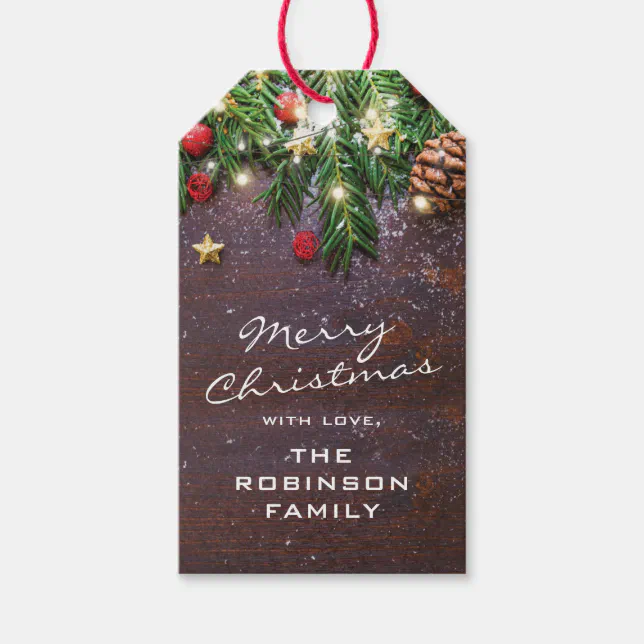 Rustic Country Christmas Holidays Gift Tags | Zazzle