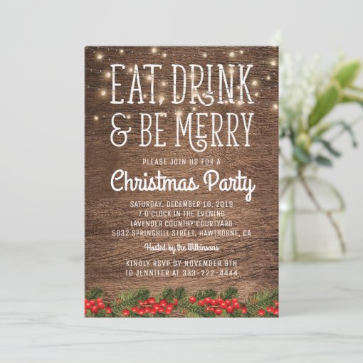 Rustic Country Christmas Party | Happy Holiday Invitation | Zazzle