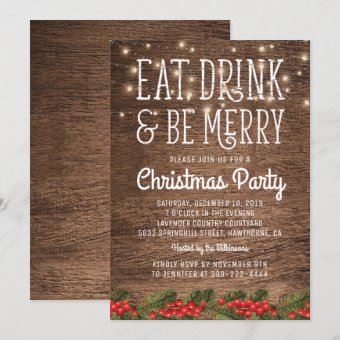 Rustic Country Christmas Party | Happy Holiday Invitation | Zazzle
