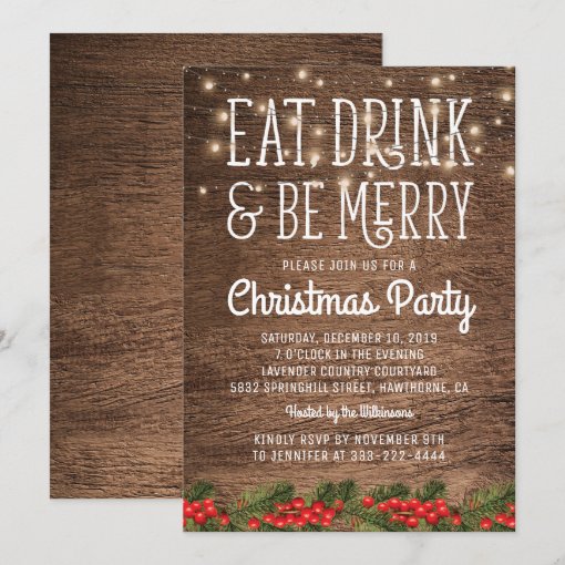 Rustic Country Christmas Party | Happy Holiday Invitation | Zazzle